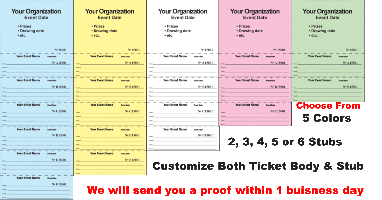 Custom Strip Tickets 2, 3, 4, 5 or 6 stubs per ticket ...